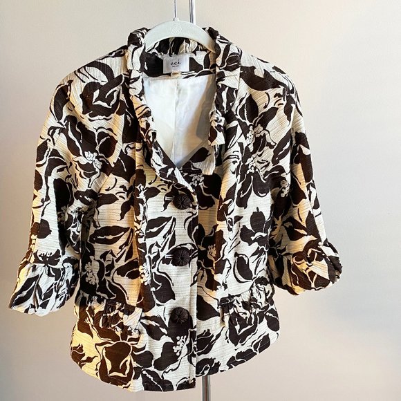 ECI | Jackets & Coats | Eci Jacket Floral Print W Hem And Button Detail ...